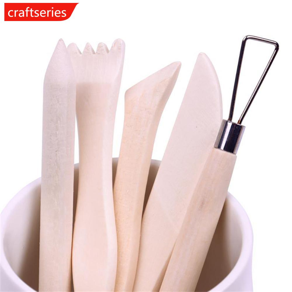CRAFTSERIES 5pcs Wooden Pottery Tools Artistic Clay Sculpture Carving ...