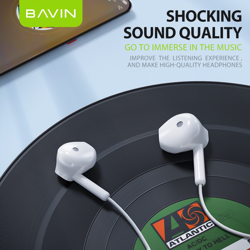 BAVIN HX855 3.5mm Jack Heavy Bass HiFi Sound Quality Wired Earphone ...