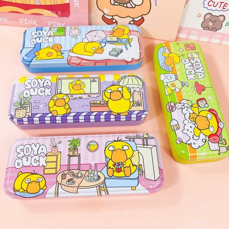 Character Tin Box with Two Layers of Pencils for School Supplies ...