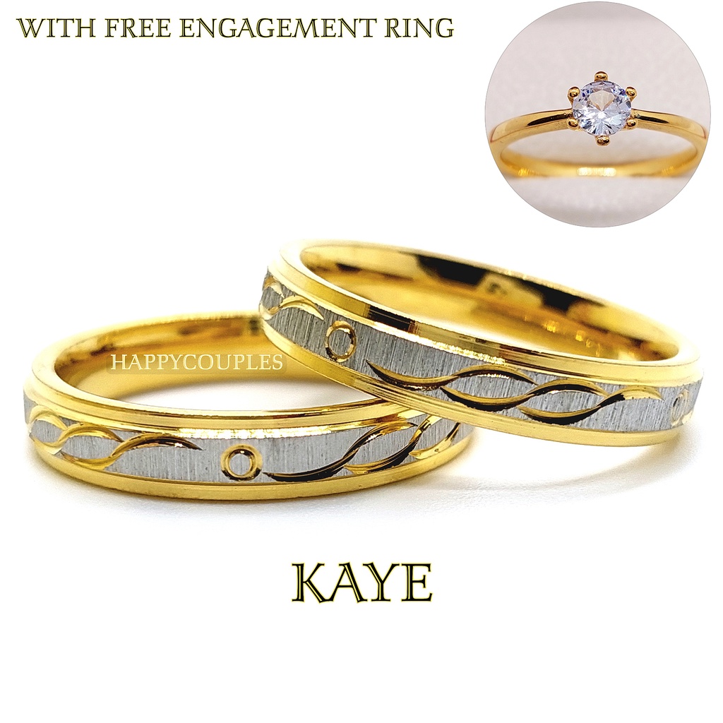 Happy Couples-Kaye 3 in 1 Free Engrave Name Wedding Rings Set with Free ...