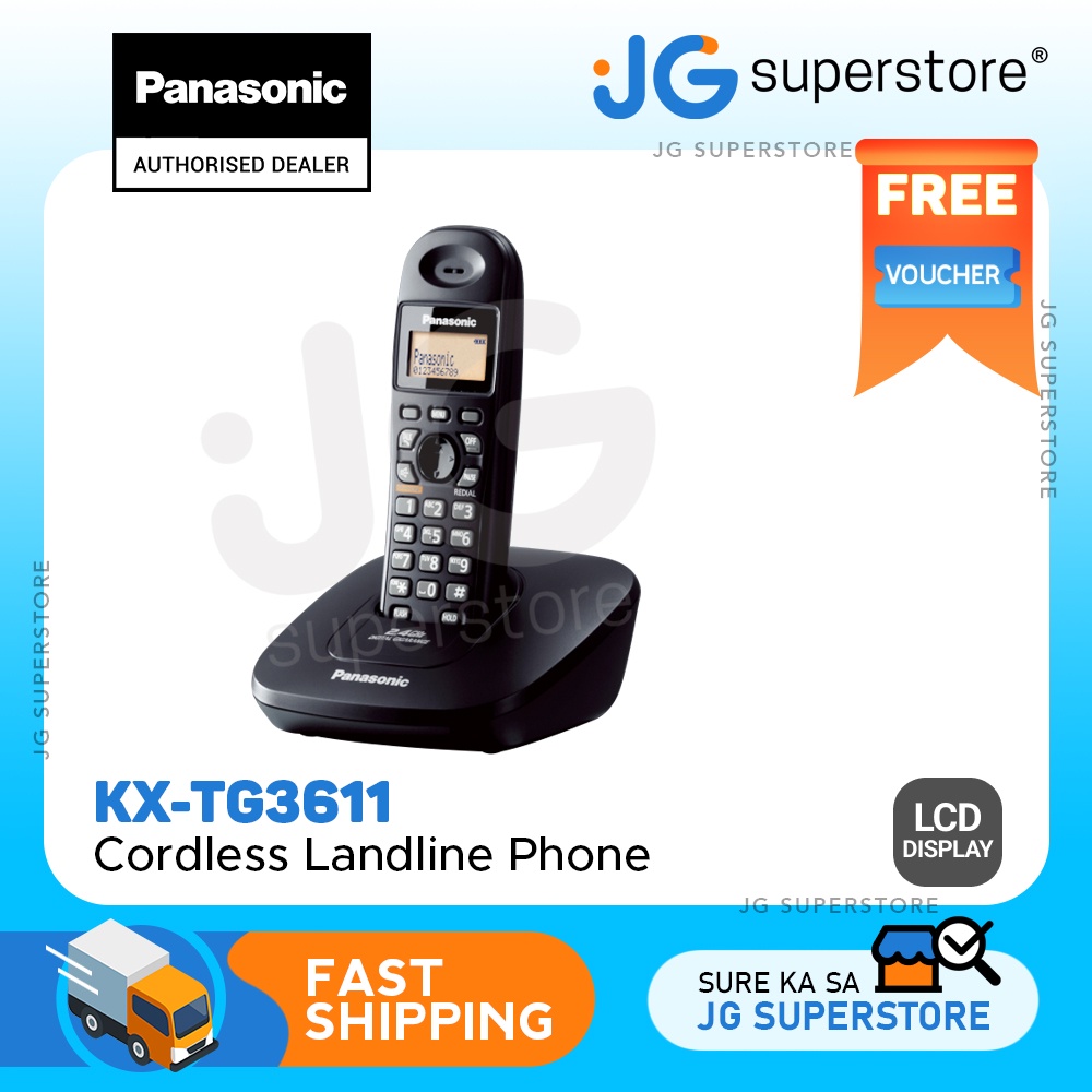 Panasonic KX-TG3611 2.4GHz SXM Digital Cordless Speaker Phone with Caller ID, Black | JG ...