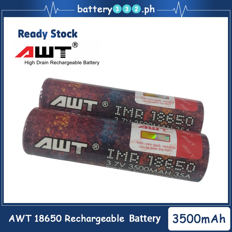 1-2pcs AWT High Capacity 3.7V 18650 3500mah Battery IMR 18650 35A Li ...