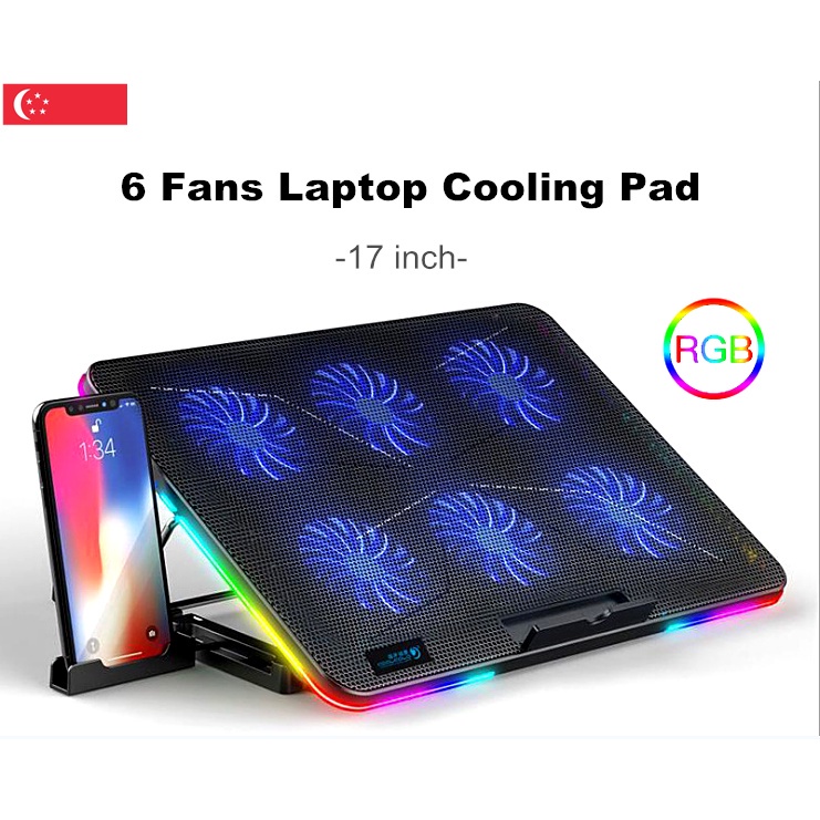 SG Local 6 Fans RGB Laptop Cooling Pad Gaming Laptop Cool Pad with 7 ...