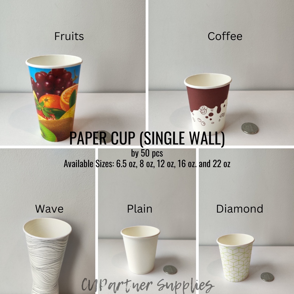 Paper Cups / Coffee Cups/ Tea Cups - Plain or Printed (Single Wall) (50 ...