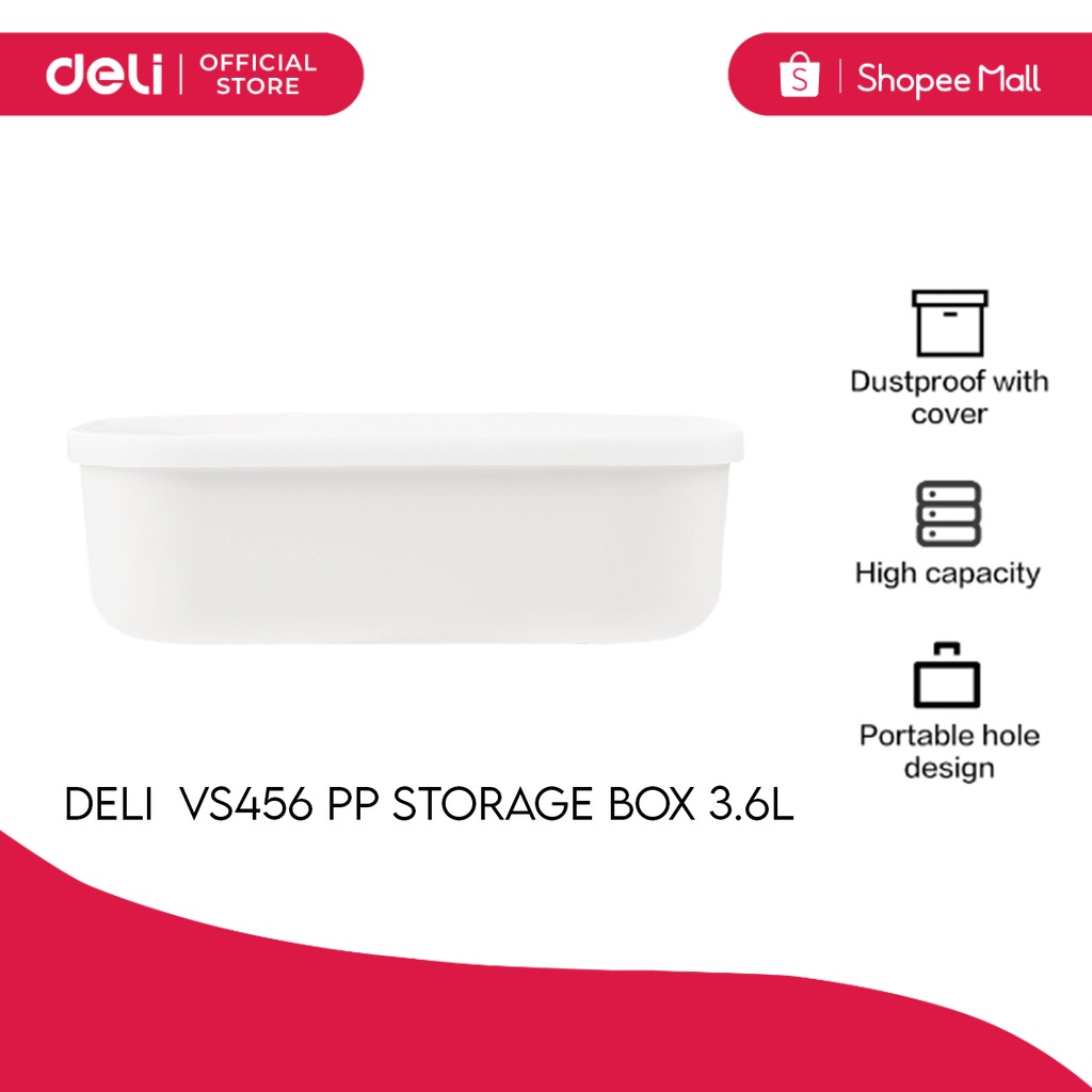 Deli VS456-WH PP Storage Box 3.6L White | Shopee Philippines