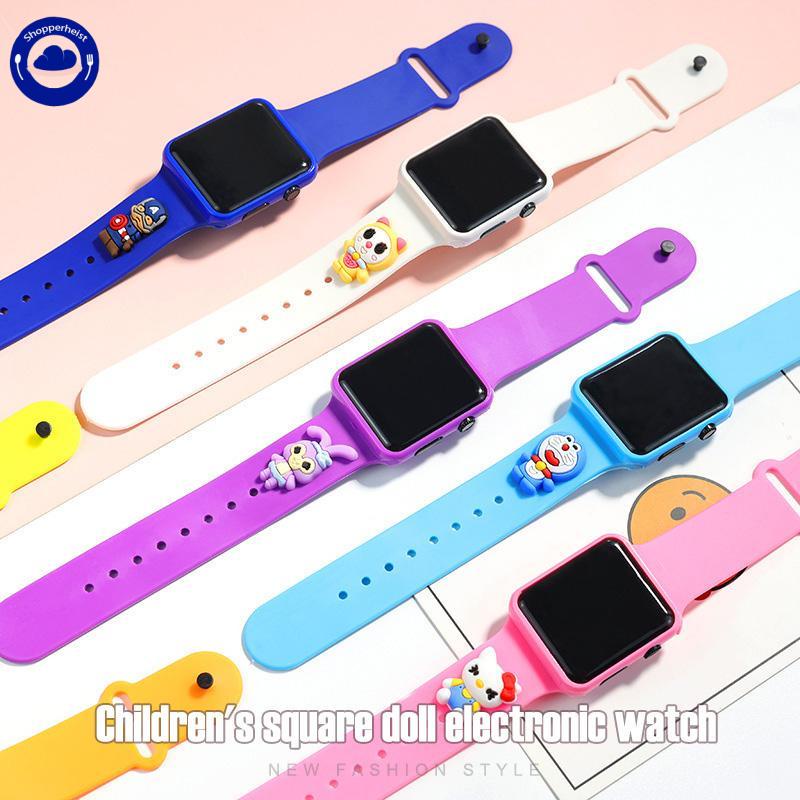 Children Square Doll Watch LED Electronic Watch Sports Cute Cartoon ...
