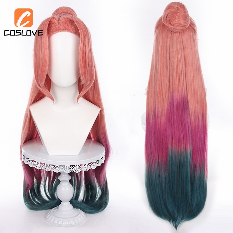 Anime Game LOL Seraphine Cosplay Wigs LOL Cosplay Seraphine Blue Purple ...