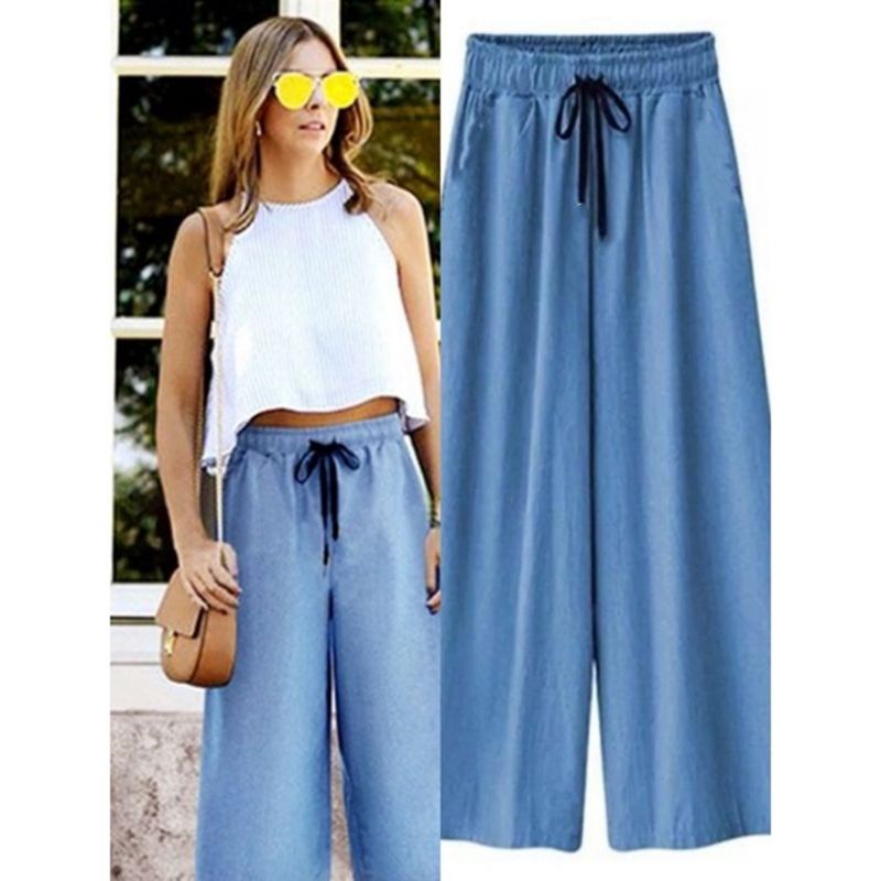 Plus Size Ladies Soft Denim Square Pants/ Loose Pants (Fit 32 - 38 ...