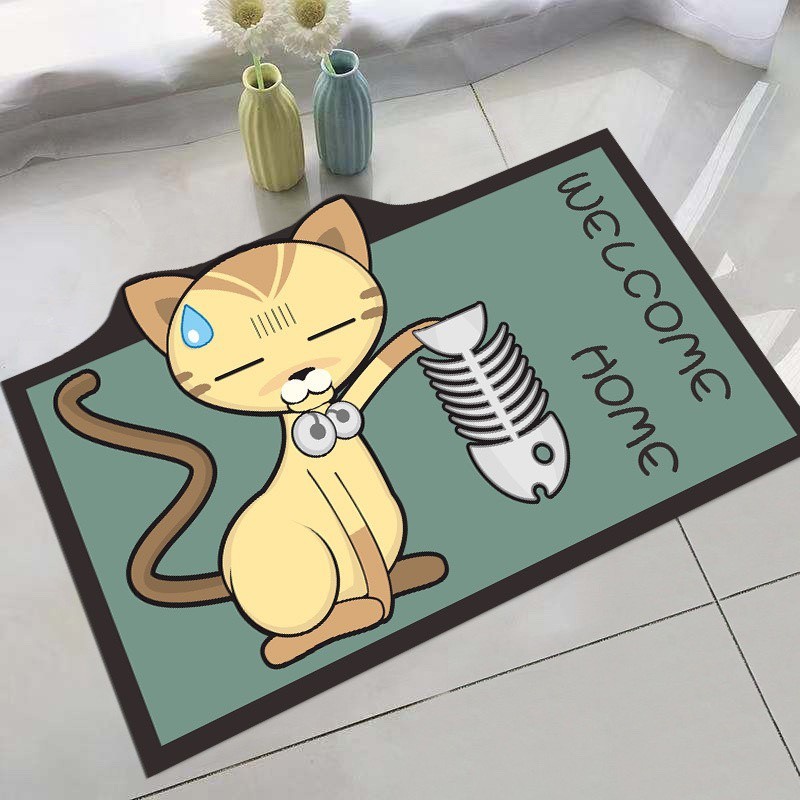 Cartoon doormat Animal Print Welcome Doormat Cat Puppy Dog Yellow Corgi ...