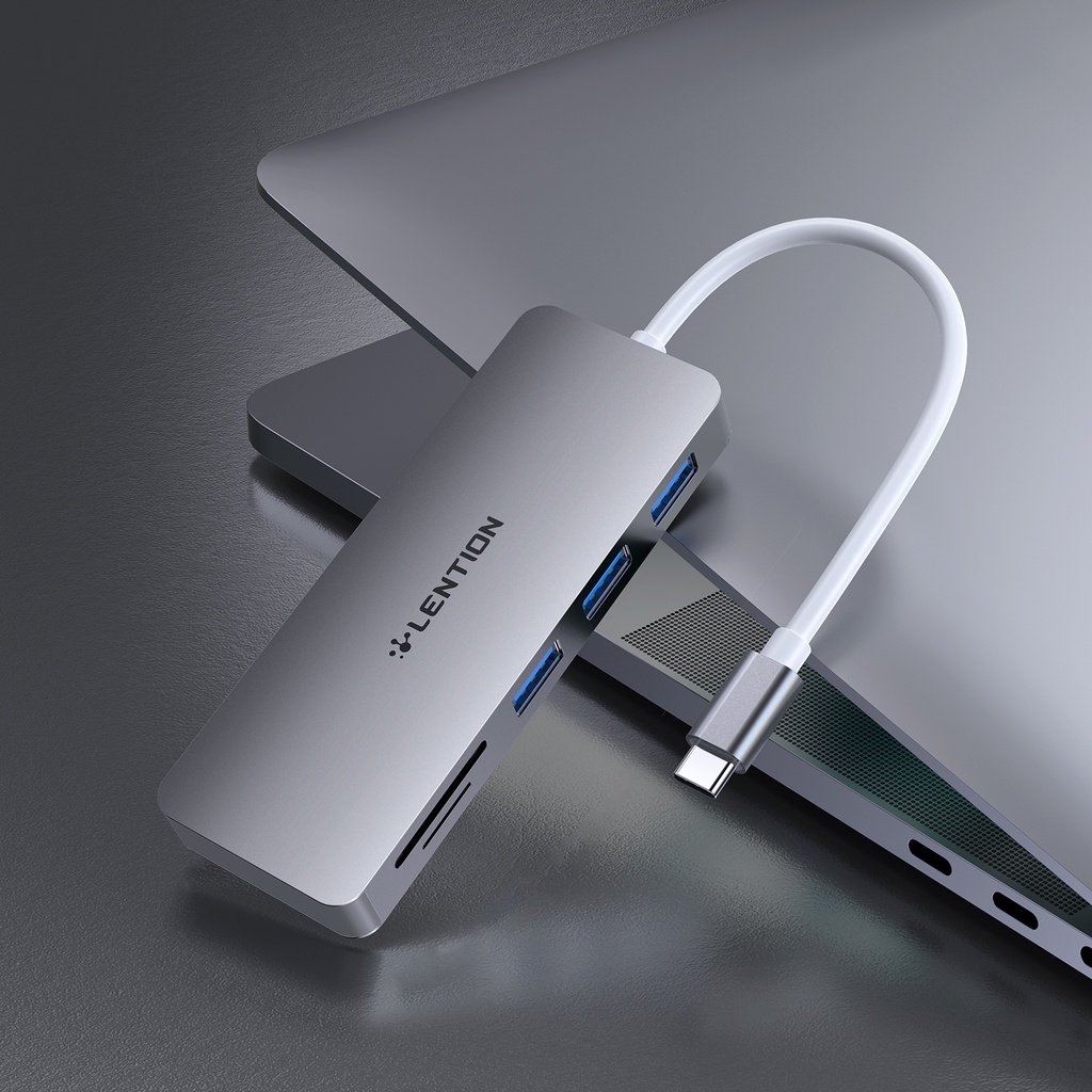 LENTION C15 3-USB C-Hub Cloud Ala Series Adapter + SD & Micro SD Card ...