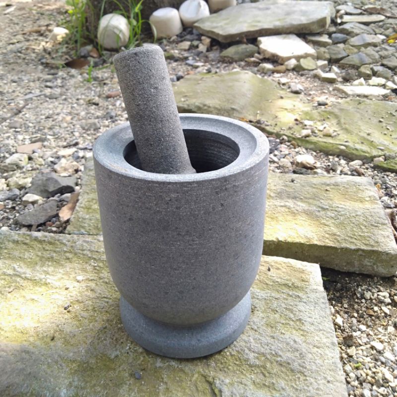Mortar Pestle Mortar Pestle Natural Andesite Stone Pounded Uleg Ulekan ...
