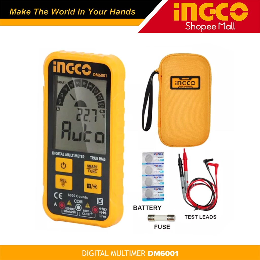 Ingco DM6001 Digital Multimeter True RMS 6000 Counts with Auto Power Off IPT | Shopee Philippines