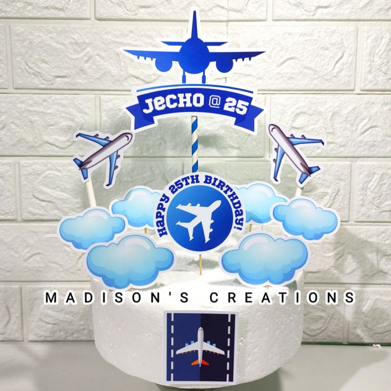 Aircraft Airplane Party Cake Topper/Banner, Backdrop Set (Personalize ...