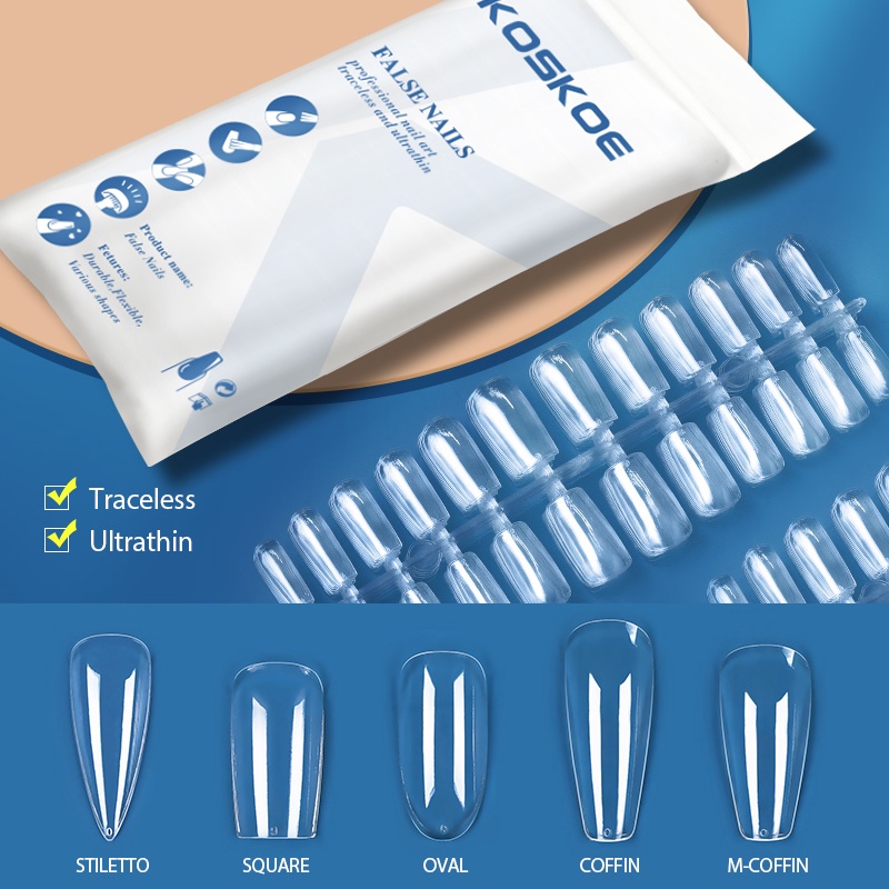 UR SUGAR 120pcs/Bag Fake Nail Tips Press On False Full Cover Coffin ...