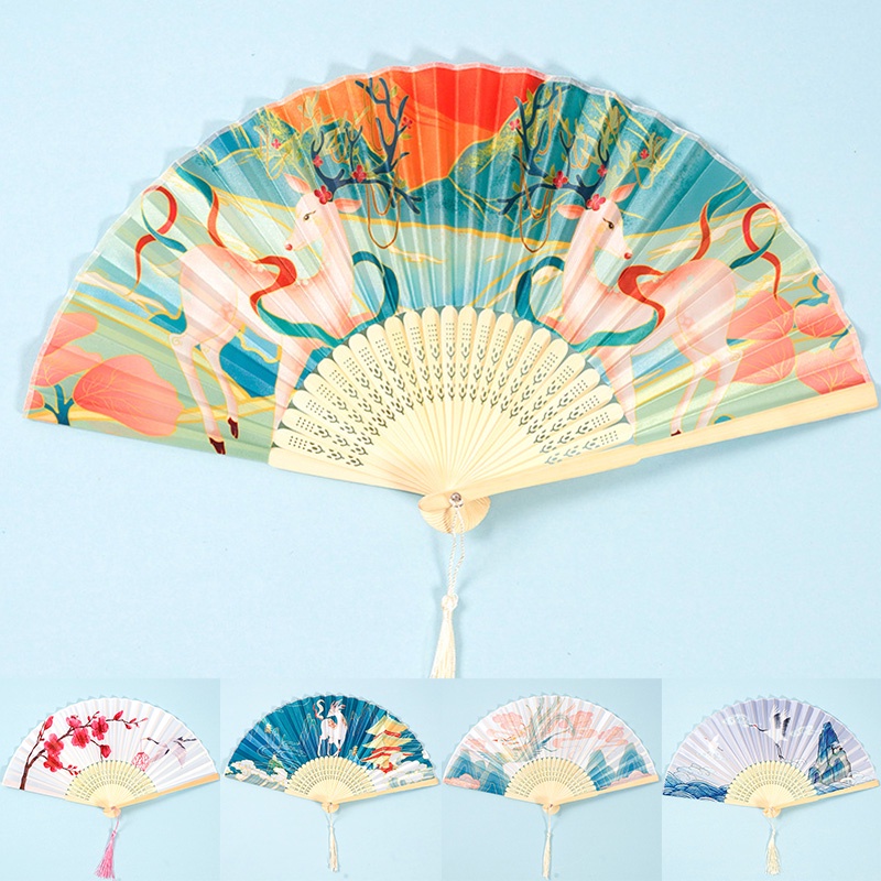 Chinese Style Hand Held Fans Silk Bamboo Folding Fans Handheld Wedding ...
