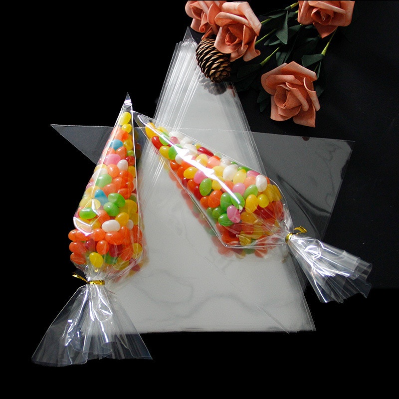 50 cone transparent cellophane packaging bags eco-friendly chocolate ...