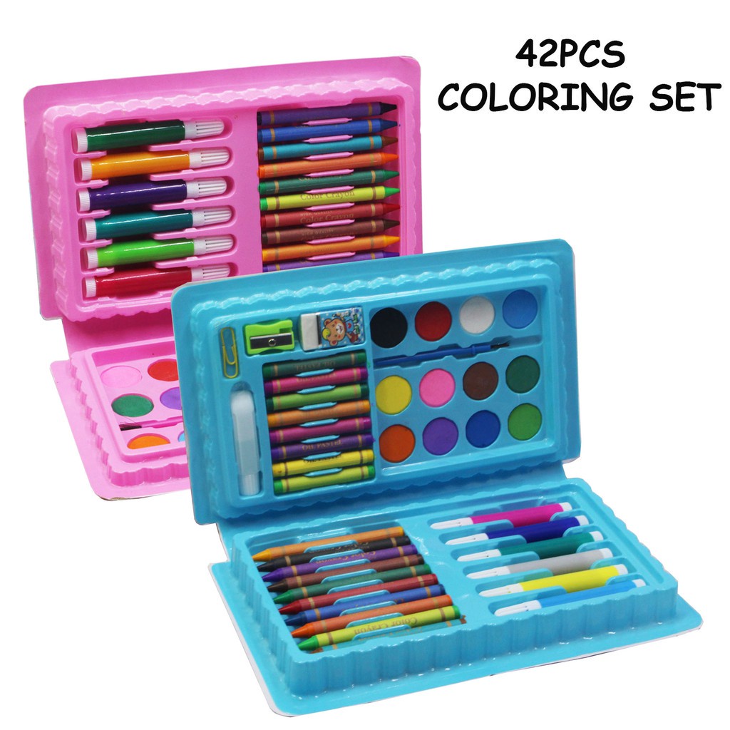 AM 42 pcs Kids Coloring Set Painting Water Color Crayon Drawing Set Art ...