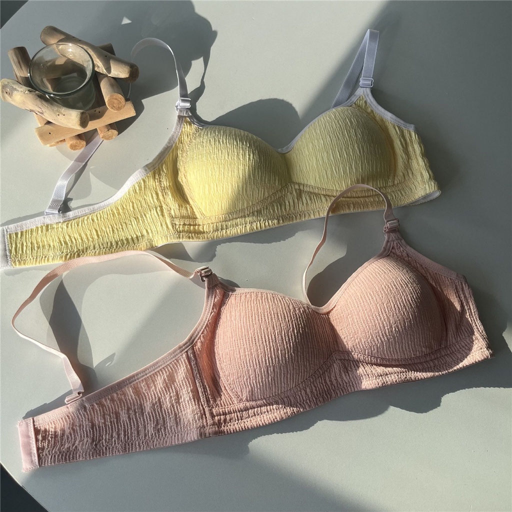 No Wire Bra Wireless Thin Small Chest Gathered Large Cotton Japanese ...