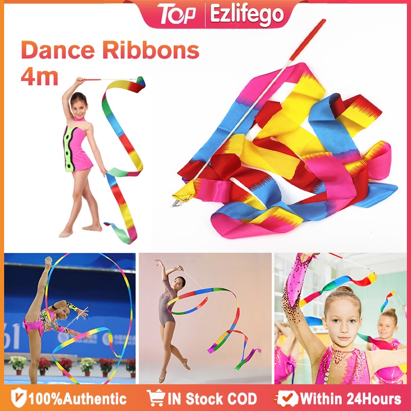 4M Dance Ribbons Kids Dance Gymnastics Ribbon Wands | Shopee Philippines