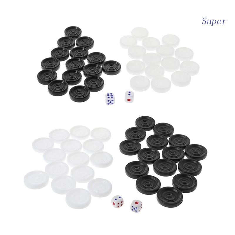 Super 32Pcs/set 35mm Plastic Black White Backgammon Checkers Chips ...