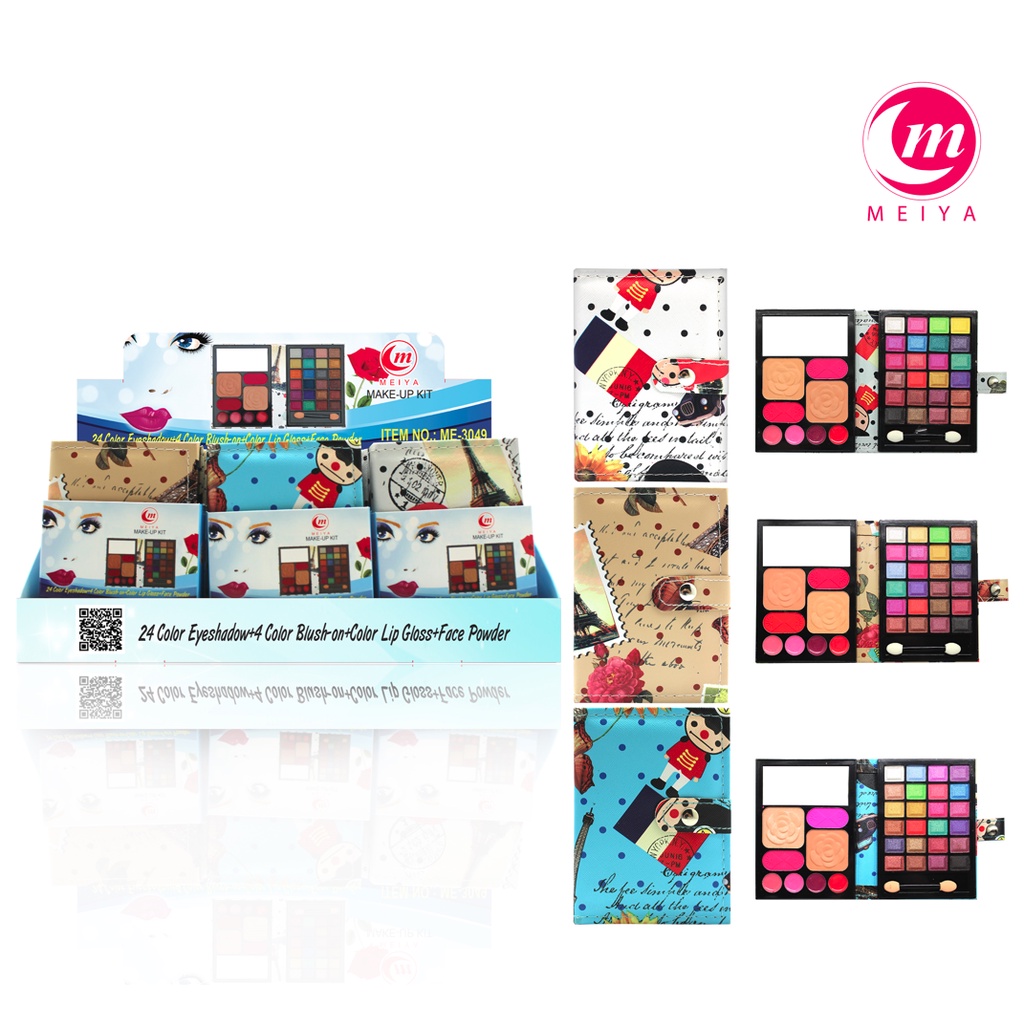 MEIYA MAKEUP KIT *EYESHADOW+BLUSHON+LIPGLOSS+FACE POWDER* ME-3049 ...