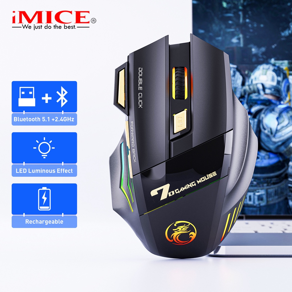 7 key 2.4G wireless Bluetooth game mouse 3200dpi rechargeable RGB light ...