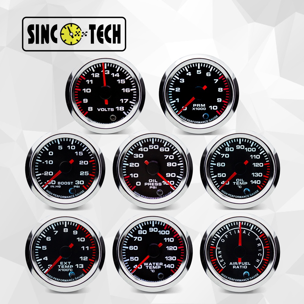 Sinco Tech 504 series 2'' Black and silvery Car gauges Pointer Vehicle ...