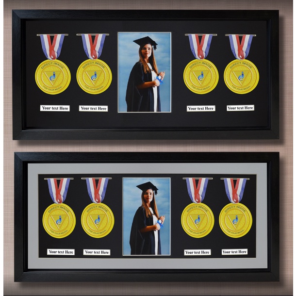 18x8 4 Slots Medal Frame with 4R (4x6) Picture Slot at the Center Wall ...