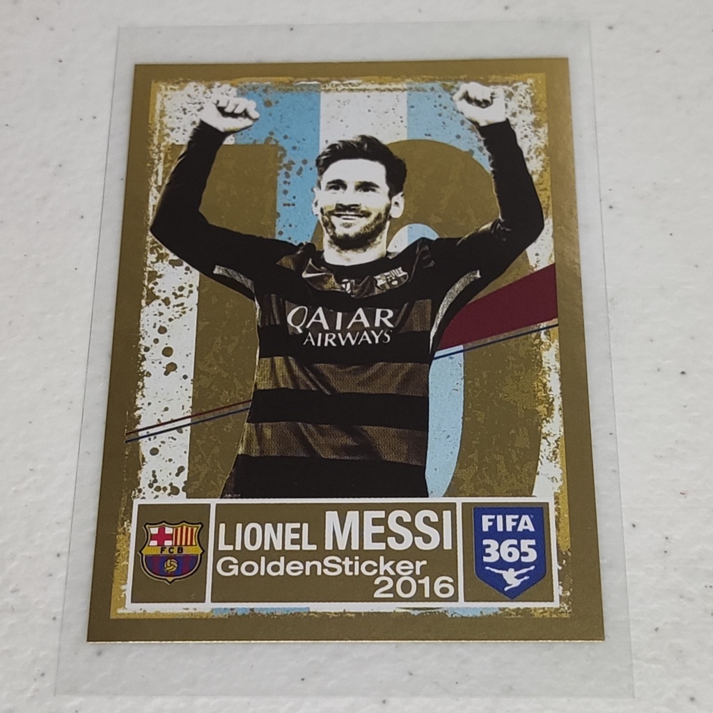 Lionel Messi Panini Sticker FIFA 365 2017 Golden Gold Foil Soccer ...