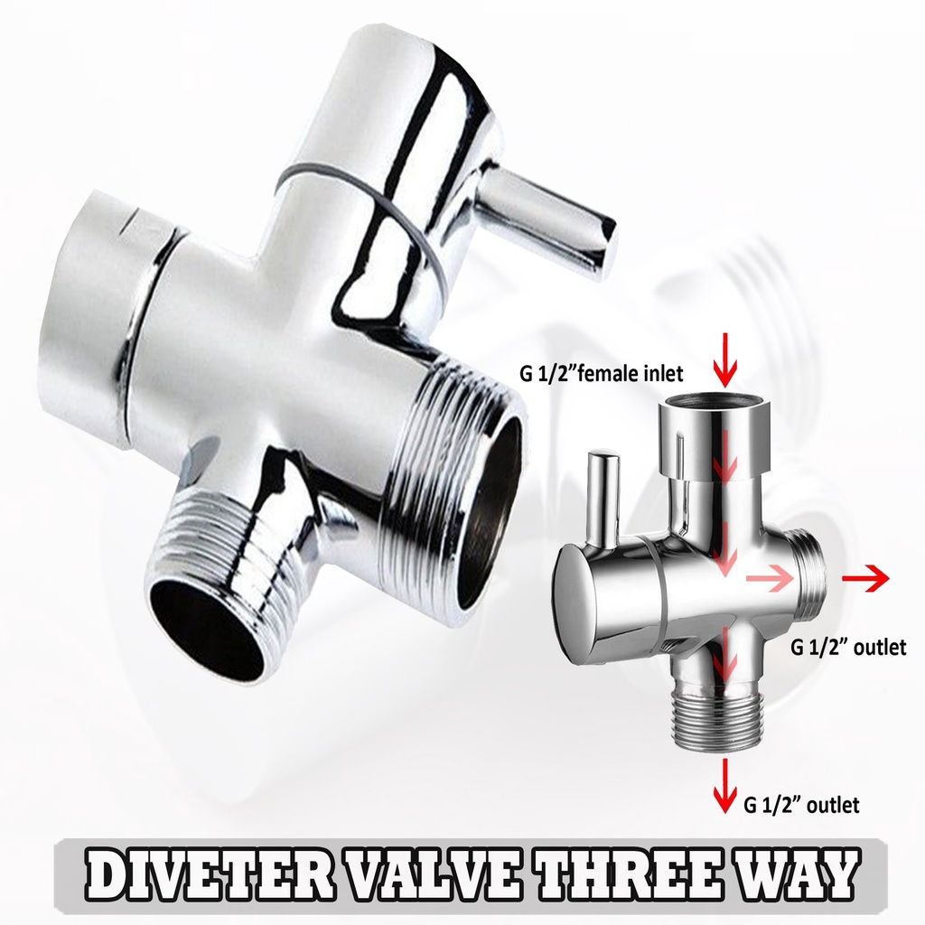 Bathroom Toilet T Adapter Switch Diverter Angle Valves Brass 3 Way ...