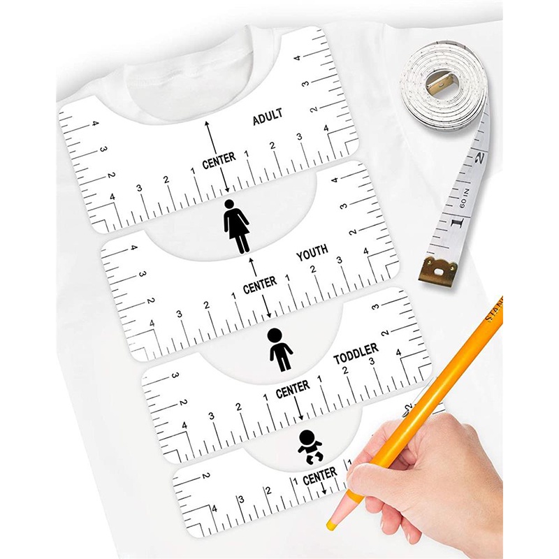 4pcs T-Shirt Ruler Guide T-Shirt Centering Design Ruler Measuring ...