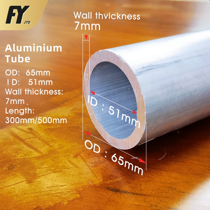 FUYI Aluminum tube OD 65mm ID 51mm alloy tube 65mm outer diameter 51mm inner diameter straight ...