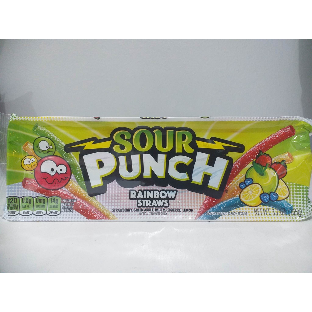 Sour Punch Straws, Rainbow Assorted Chewy Candy, 3.7oz(105g) | Shopee ...