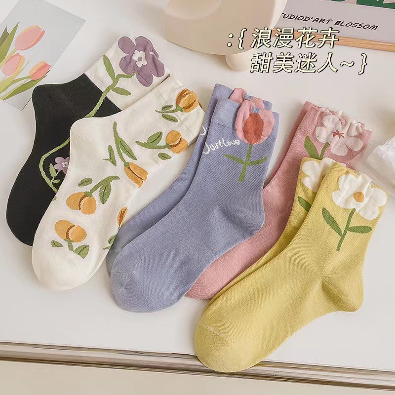 Cute Flower Socks Women Spring Summer Autumn Three-Dimensional Small ...