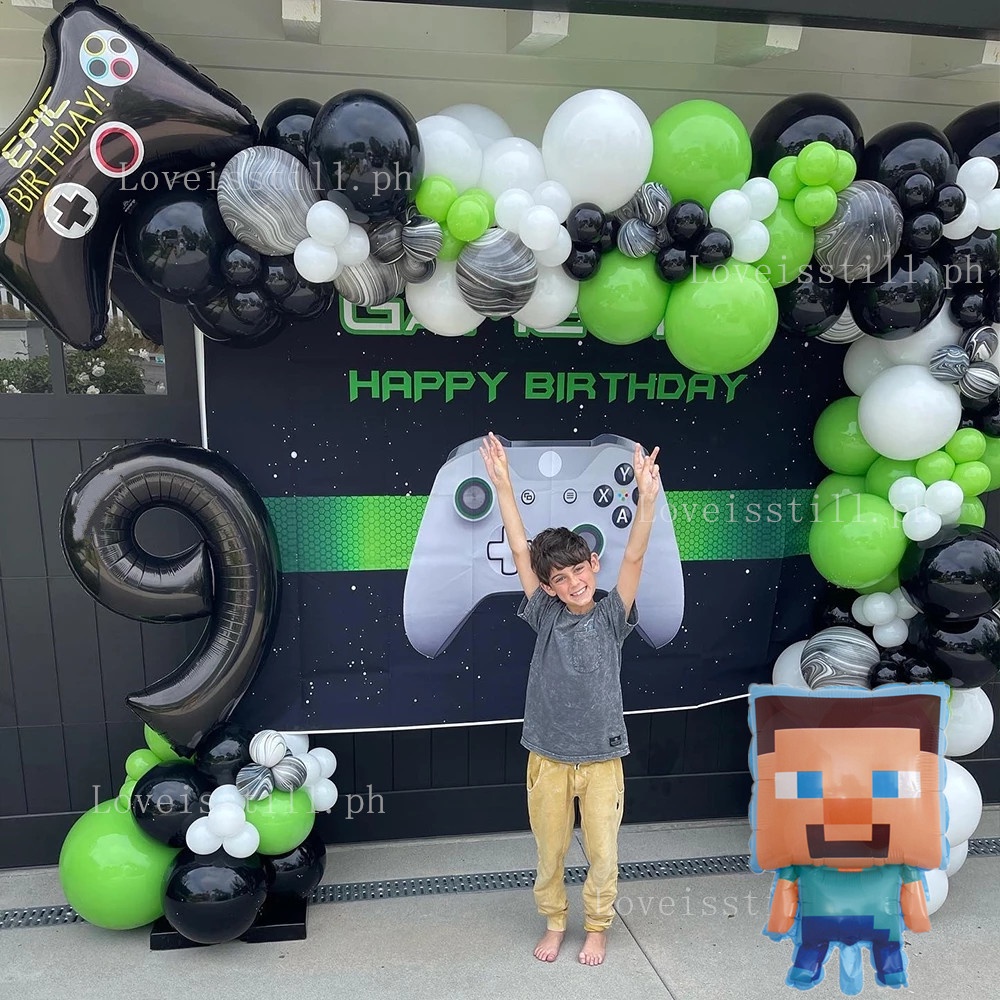 80Pcs/set Minecraft Themed Party Decoration Green Black Balloon Arch ...
