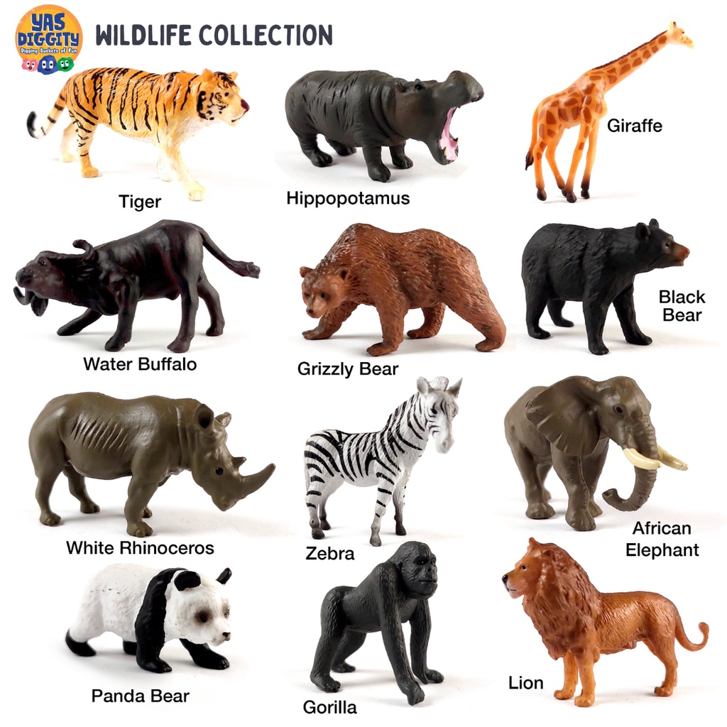 WILDLIFE ANIMAL TOYS - 12 Wildlife Animals for educational play ...
