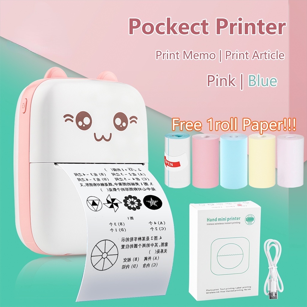 Portable Thermal Printer Paper Photo Pocket Cat Thermal Printer 57mm ...