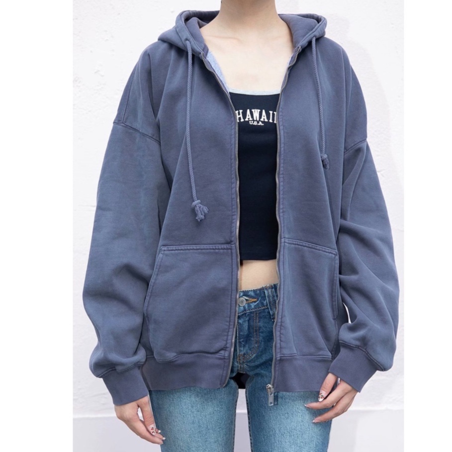 34 Colors Solid Color Long-Sleeved Zipper Loose Hooded Girls Sweatshirt ...