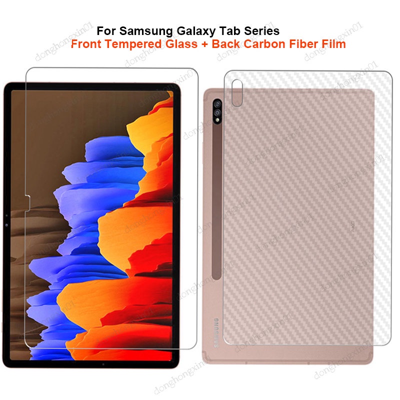 1 Set (Carbon Fiber Film + Tempered Glass) For Samsung Galaxy Tab S7 FE ...