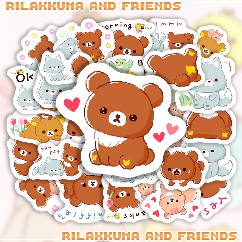 【24pcs】Rilakkuma Friends of Chairoikoguma emoji - Vinyl Waterproof ...