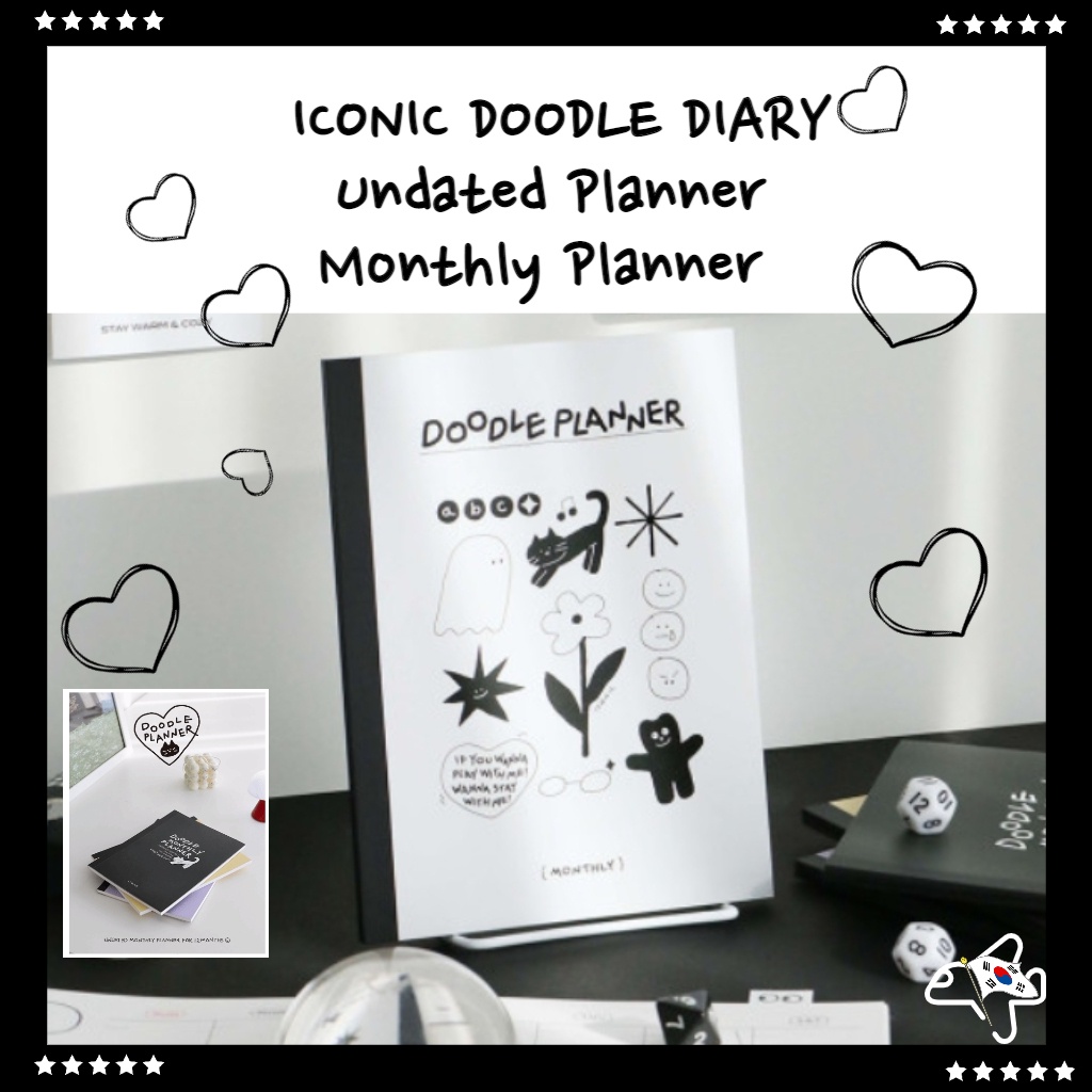 Iconic Doodle Monthly Diary/Undated Planner /2023/2024 Planner Diary /Korean Planner/ Monthly ...
