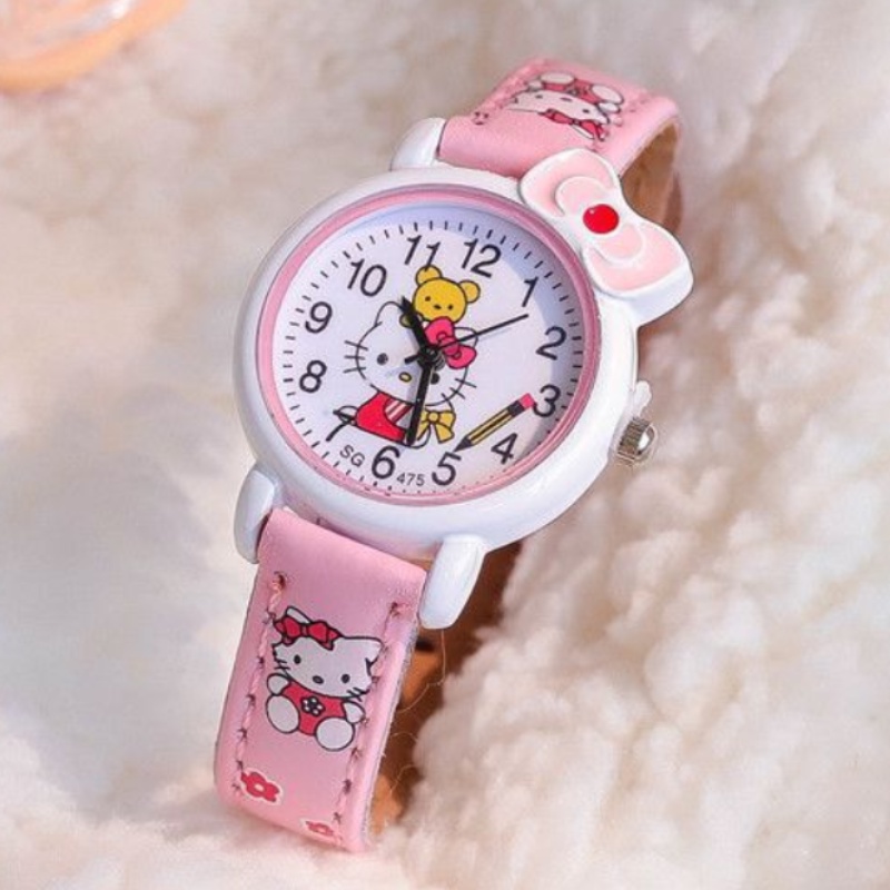 Girls Hello Kitty Watch Kids Cute Leather Watch | Shopee Philippines