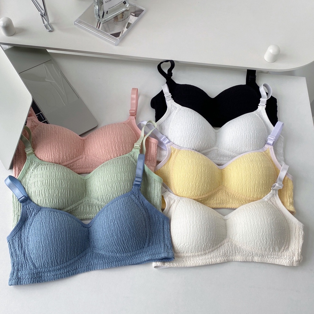 No Wire Bra Wireless Thin Small Chest Gathered Large Cotton Japanese ...
