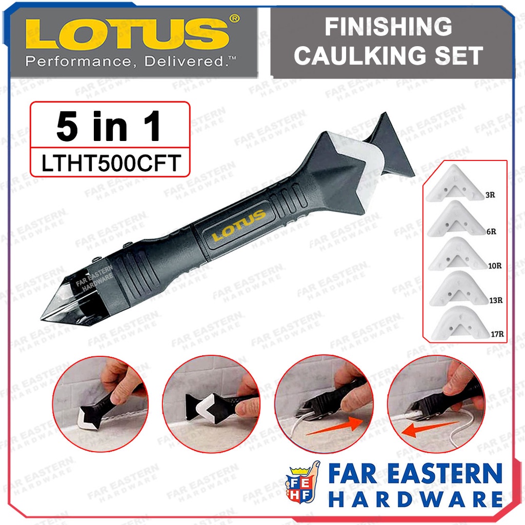 LOTUS Finishing Caulking Tool Set 5 in 1 Sealant Scraper Remover ...