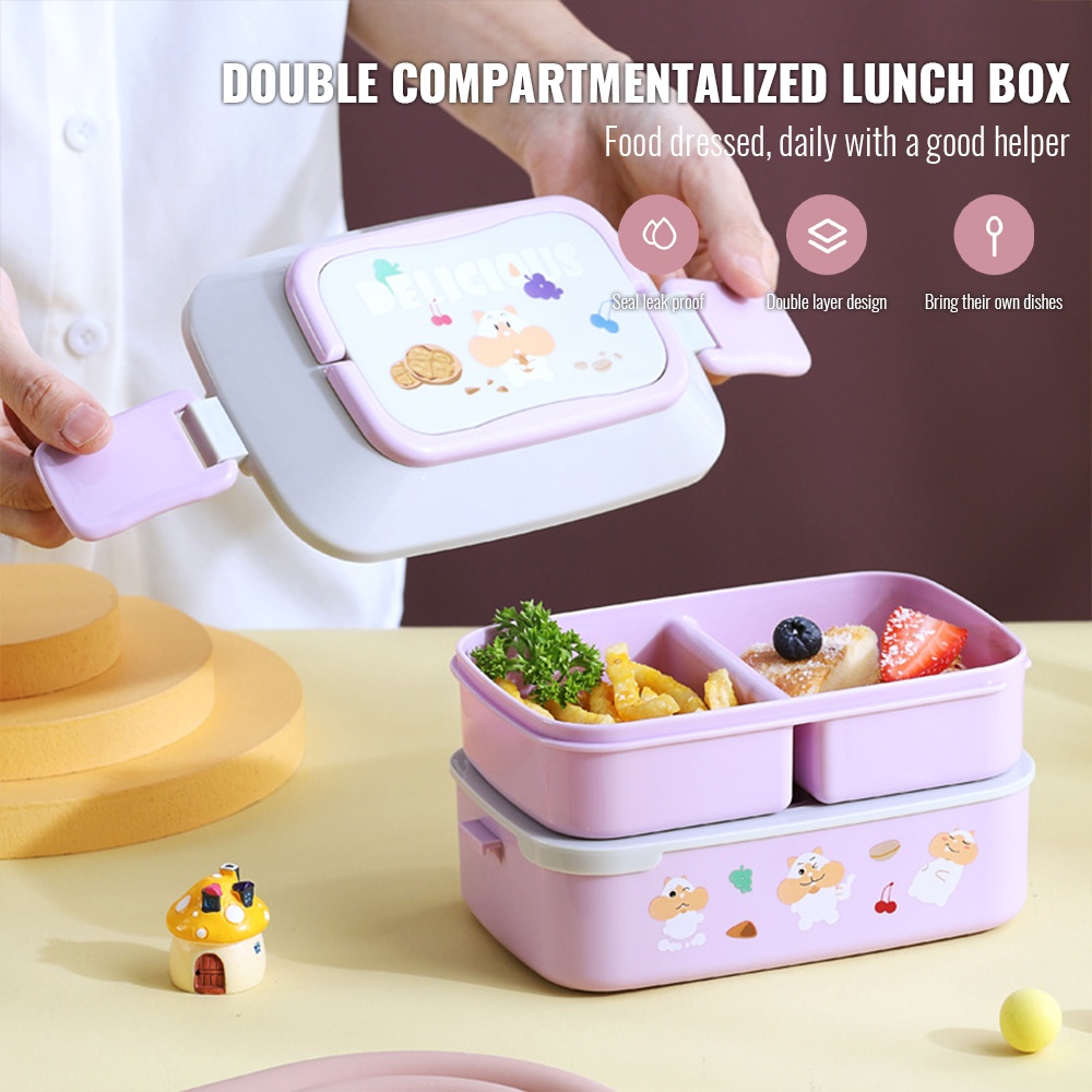 Double Grid Layer Lunch Box for kids Food Carrier bento box Office ...