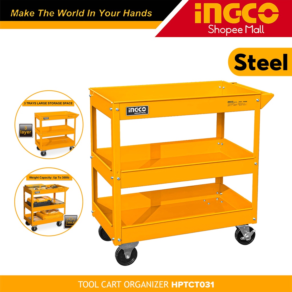 Ingco Hptct031 Tool Cart Cabinet Organizer With 3-Layer Trays And ...