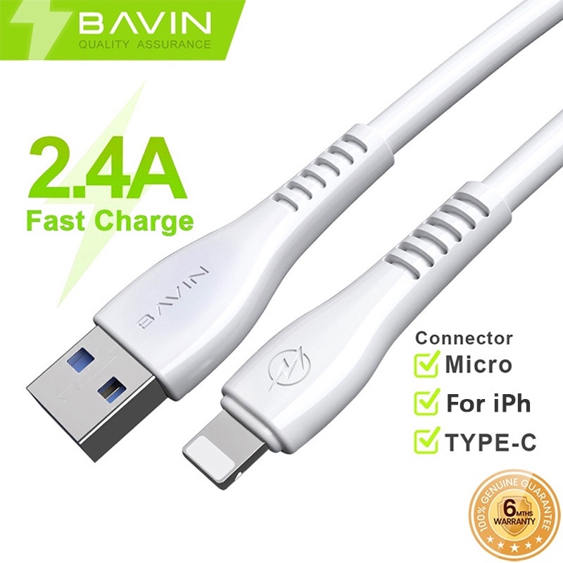 BAVIN CB195 2.4A Fast Charging & Data Transfer Cable w/ 1 Meter Wire ...