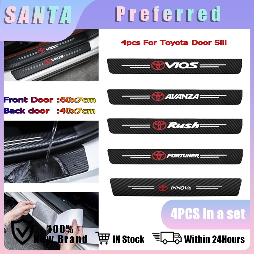 4Pcs Waterproof Carbon Fiber Vios/Avanza/Rush/Innova/Fortuner Car Door ...