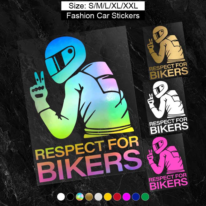 Personalized Reflective Car Accessories RESPECT FOR BIKERS Car Stickers ...