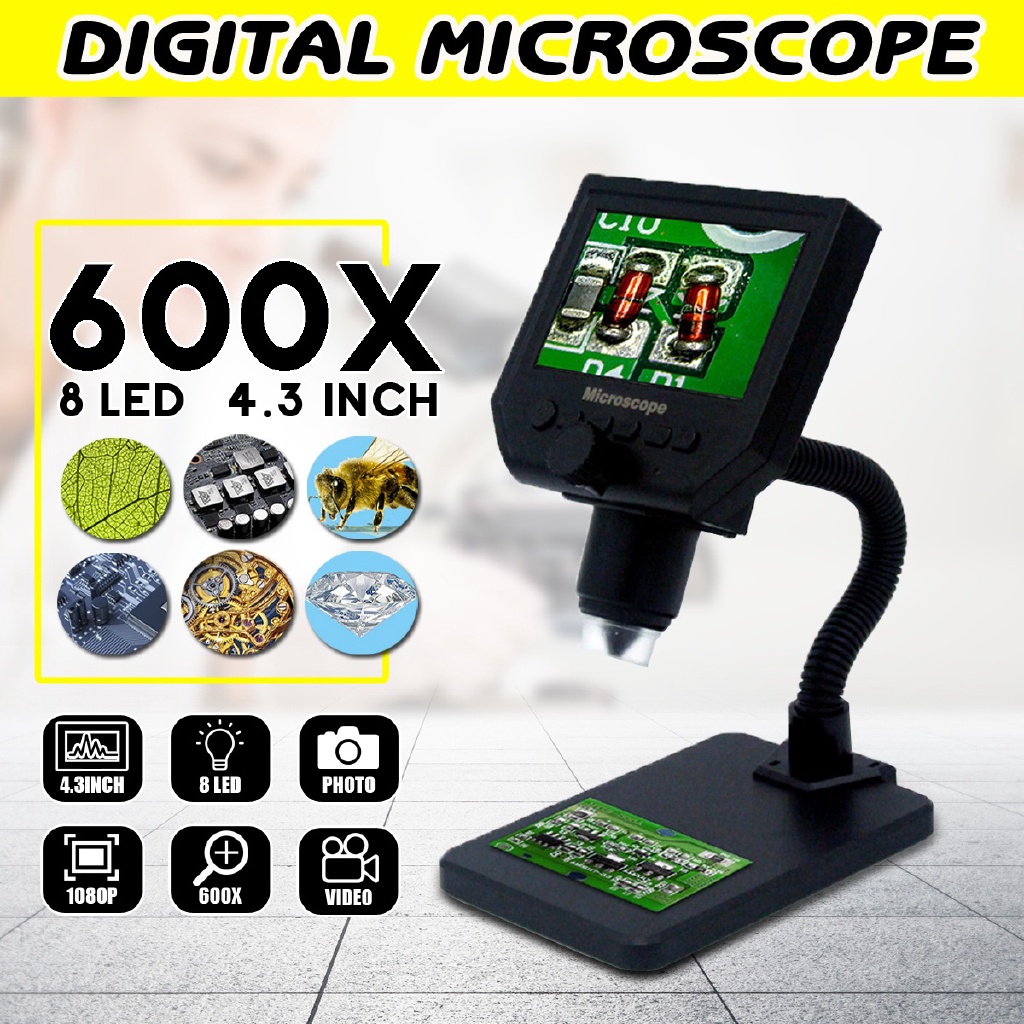 600X Digital microscope Electron 4.3 inch LCD microscope with High ...
